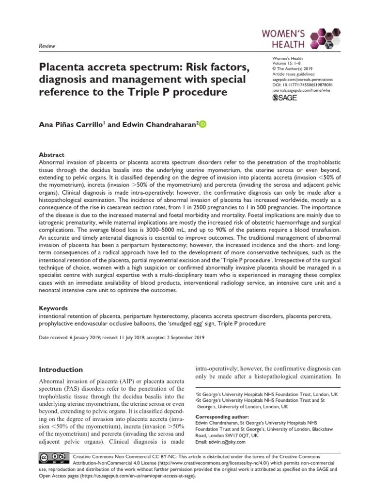 Placenta Accreta Spectrum: Risk Factors, Diagnosis and Management With ...