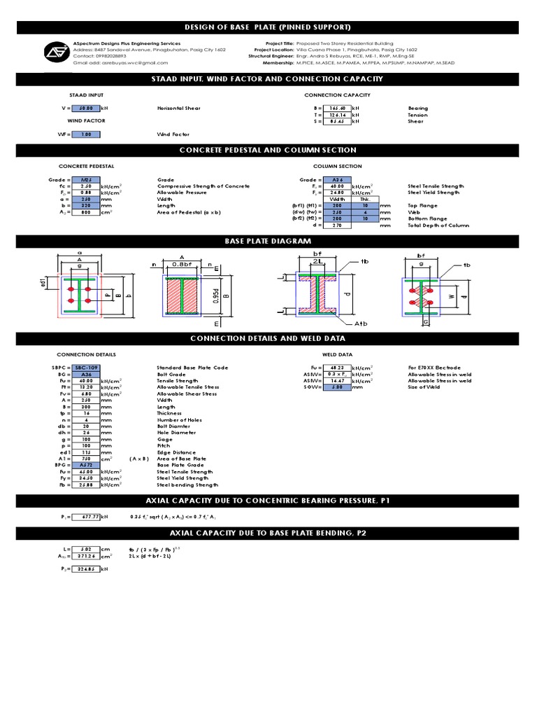 Design of Base Plate 1 | PDF | Bending | Mechanics