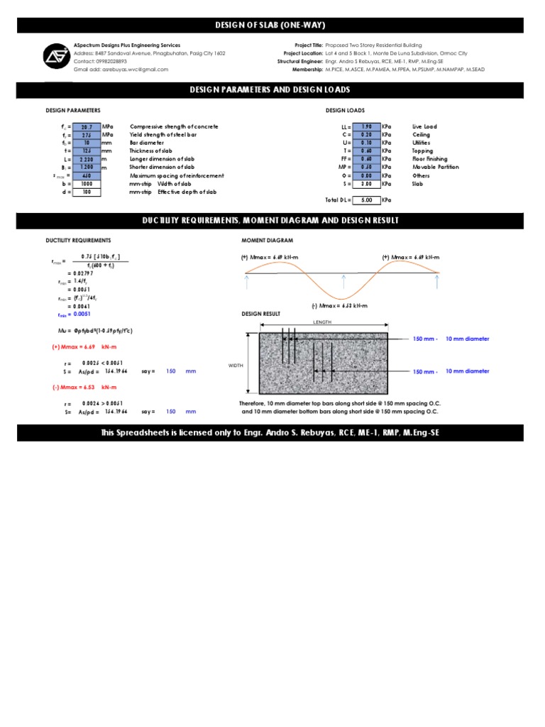 Design of One Way Slab | PDF | Building Engineering | Civil Engineering
