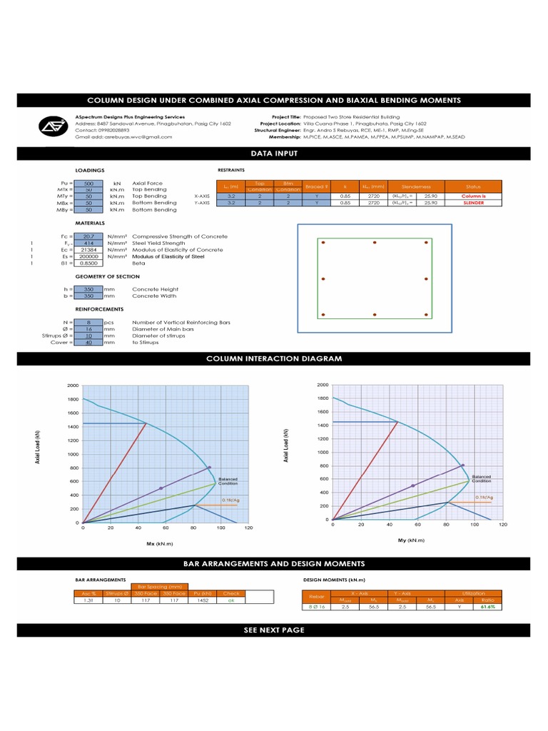 Column Design Under Combined Axial Compression and Biaxial Bending ...
