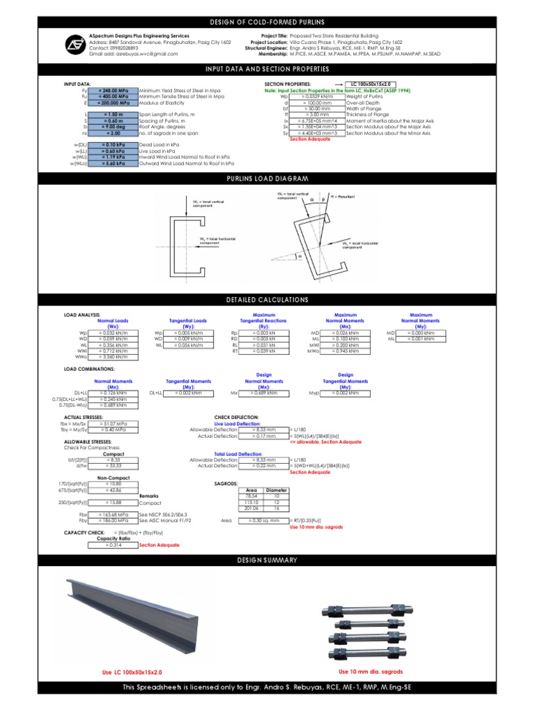 Design of Cold-Formed Purlins: Section Adequate | Download Free PDF ...