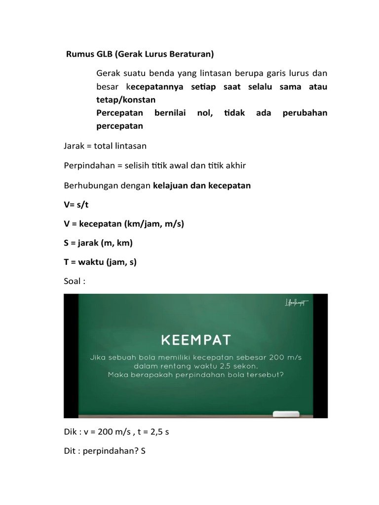 Rumus dan Contoh GLB & GLBB | PDF