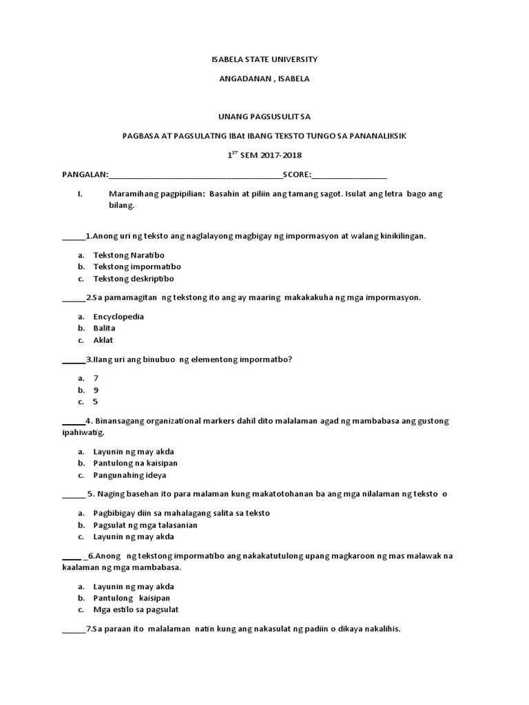 Marj Test Question | PDF