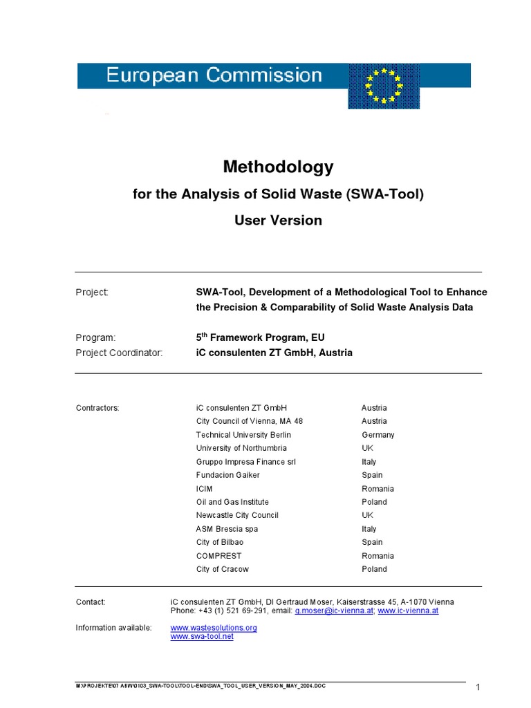 Analysis of Solid Waste: A Guide to the SWA-Tool Methodology for ...