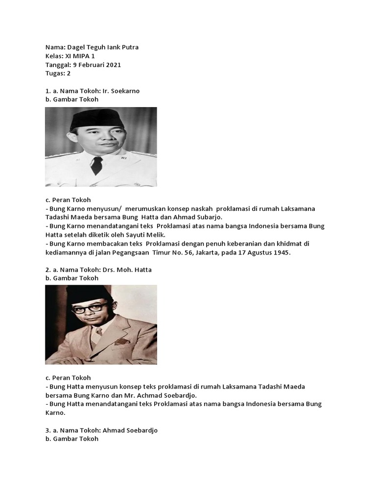 Tokoh-Tokoh Proklamasi Dan Perannya | PDF