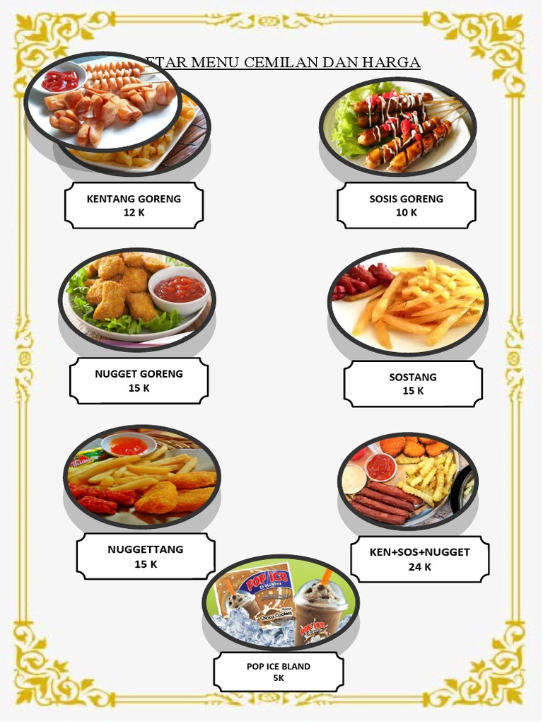 Daftar Menu Cemilan Dan Harga | PDF