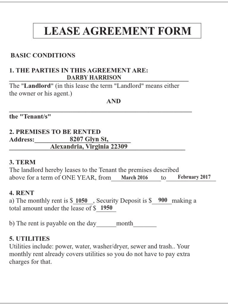 Apartment Form (1) 2 1 | PDF | Leasehold Estate | Landlord