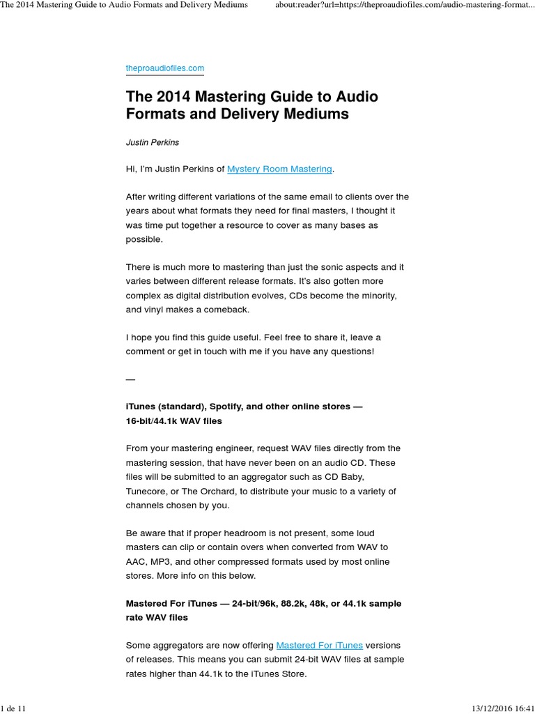 The Mastering Formats Guide | PDF | Mp3 | Compact Disc