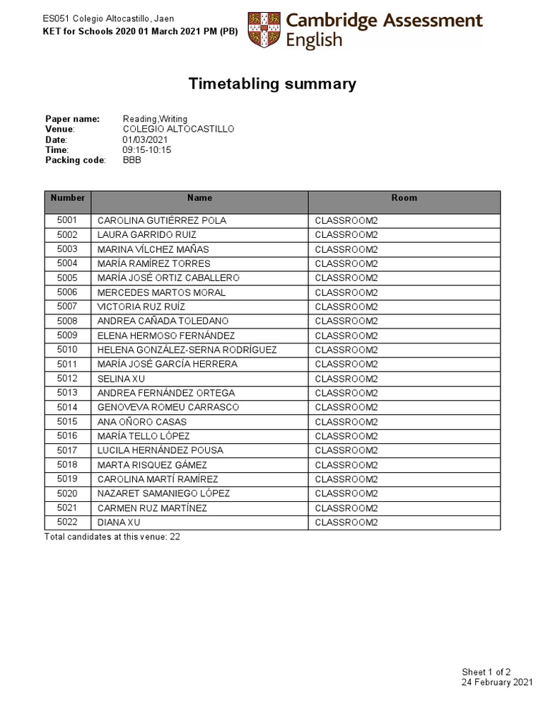 Timetable Report | PDF
