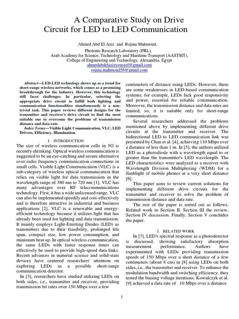 A Comparative Study On Drive Circuit For LED To LED Communication | PDF ...