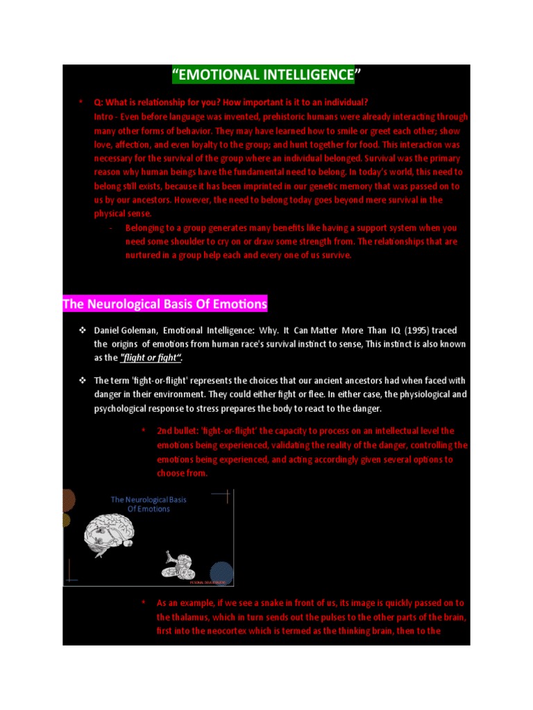 "Emotional Intelligence": The Neurological Basis of Emotions | PDF ...