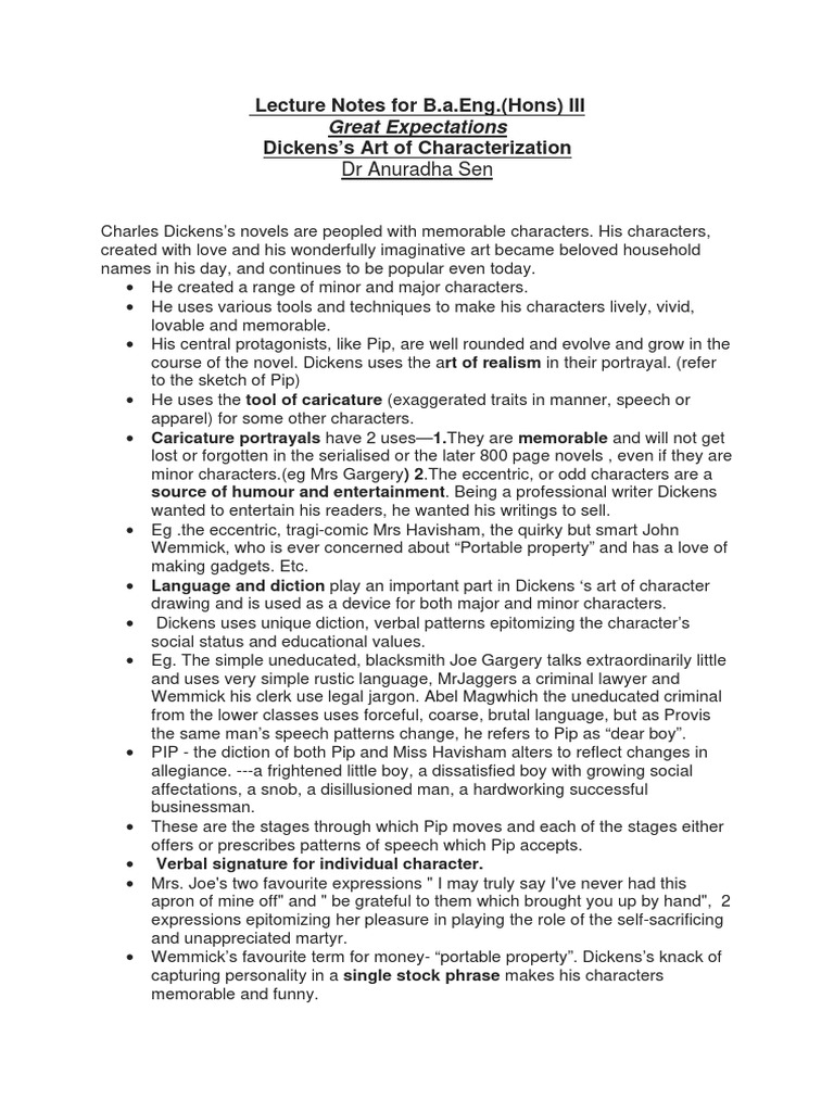 Art of Characterization | PDF | Great Expectations | Estella (Great ...