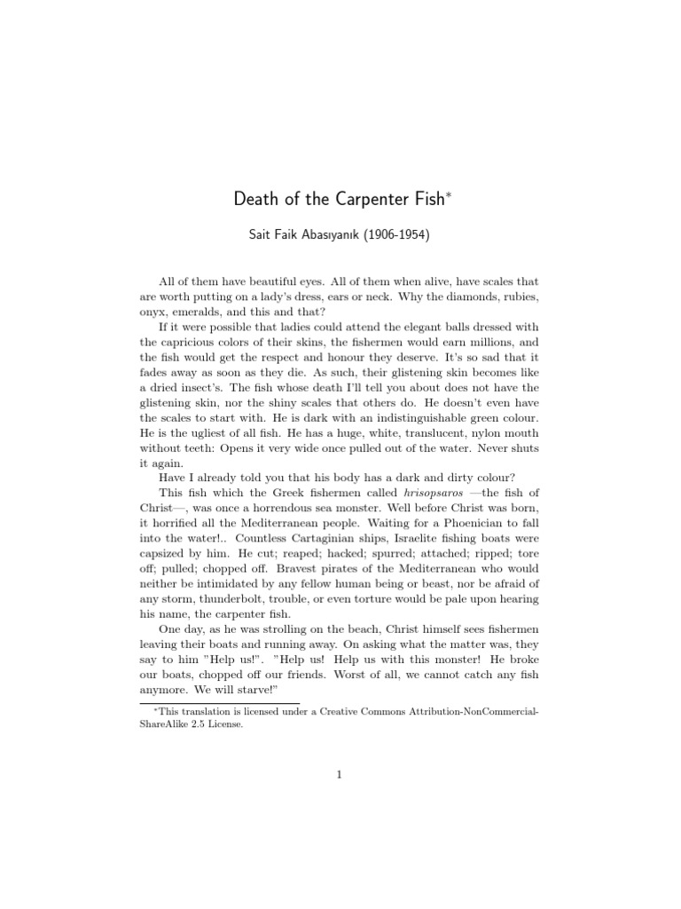 Death of the Carpenter Fish (Dülger Balığının Ölümü) - English ...