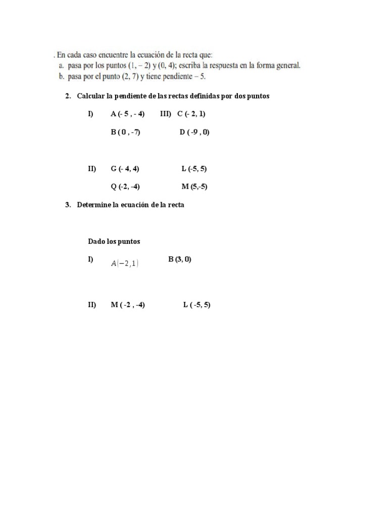 Calcular La Pendiente de Las Rectas Definidas Por Dos Puntos | PDF