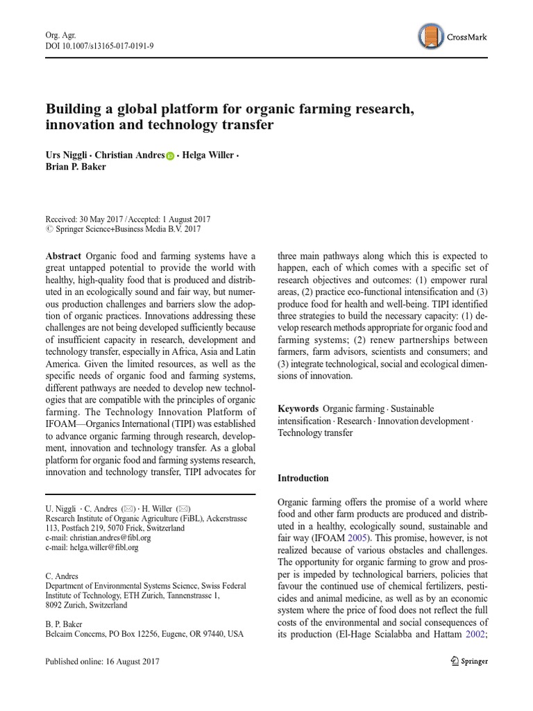 Building A Global Platform For Organic Farming Research | PDF | Organic ...