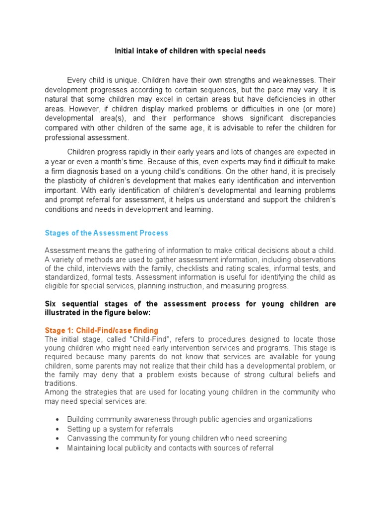 Special Needs Child Intake Process | PDF | Individualized Education ...