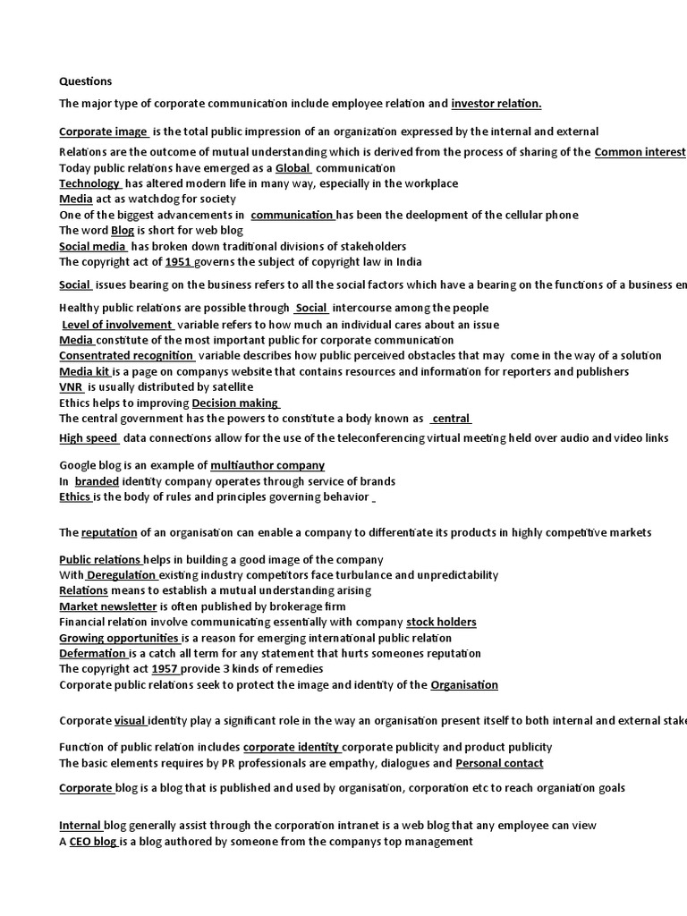 CCPR Objectives Excel | PDF | Public Relations | Mass Media