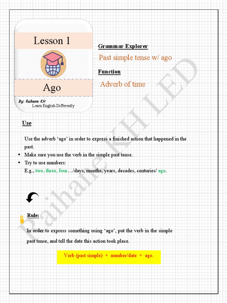 Past Simple Tense with "Ago" Guide | PDF | Language Arts & Discipline ...