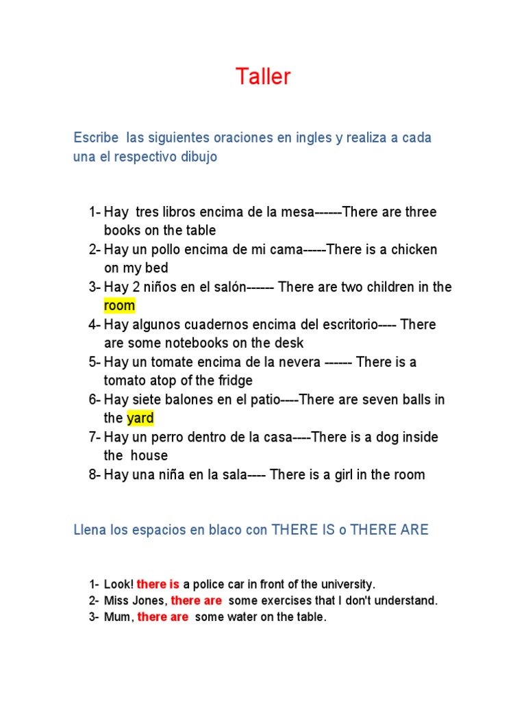 Ejercicios de "There is" y "There are" | PDF