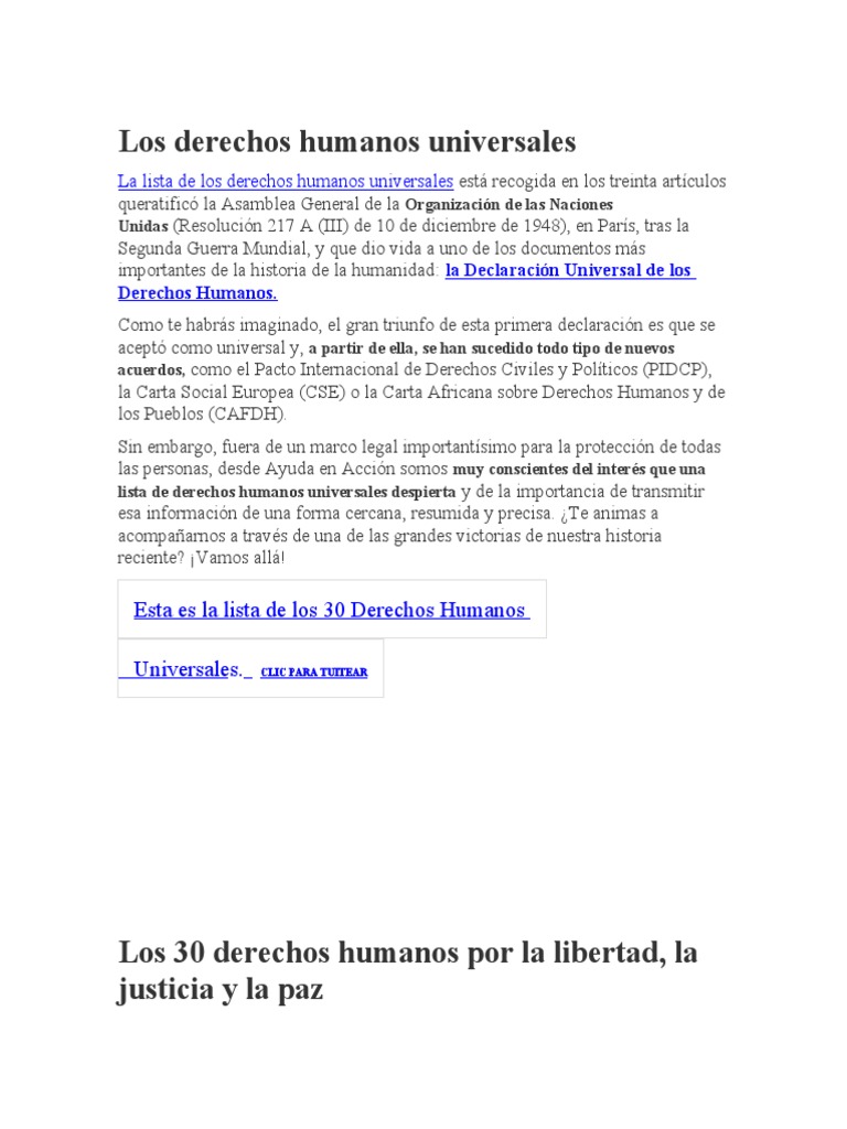 Los Derechos Humanos Universales | PDF | Derechos humanos | Discriminación