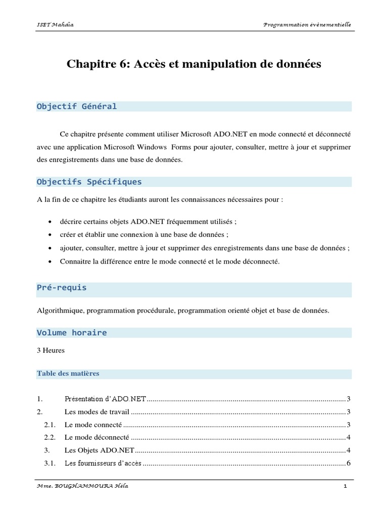 Chapitre 6 | PDF | ActiveX Data Objects | Microsoft SQL Server