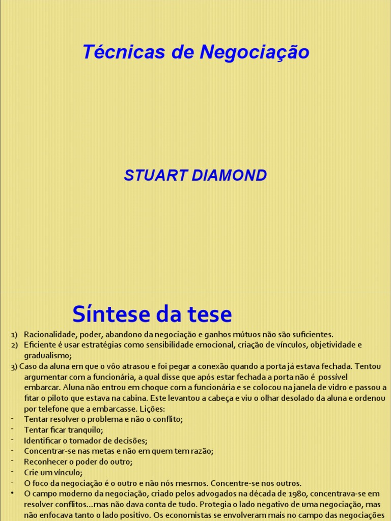 Estratégias de Negociação de Stuart Diamond | PDF | Percepção | Emoções