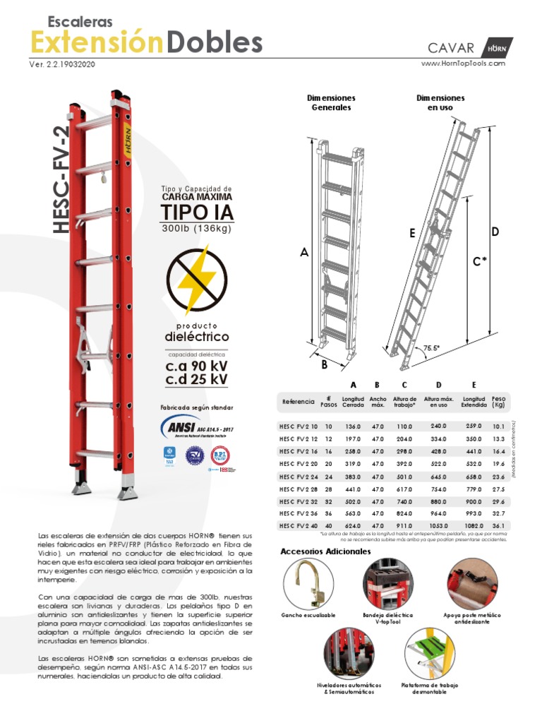 Ficha Técnica - Escalera de Extensión | PDF | Ingeniería de Edificación ...
