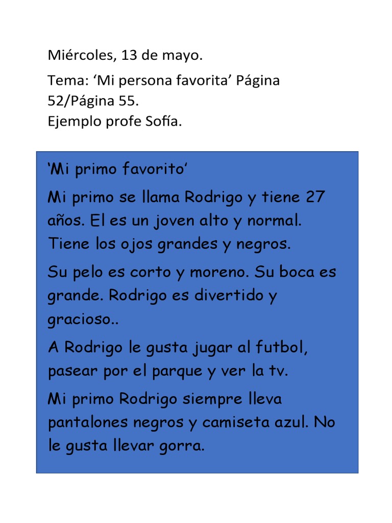 Descripcion Mi Persona Favorita 13.05 | PDF