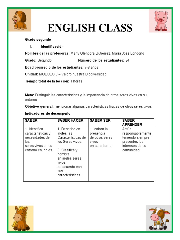 Planeacion de Ingles.. | PDF | Organismos | Conservación