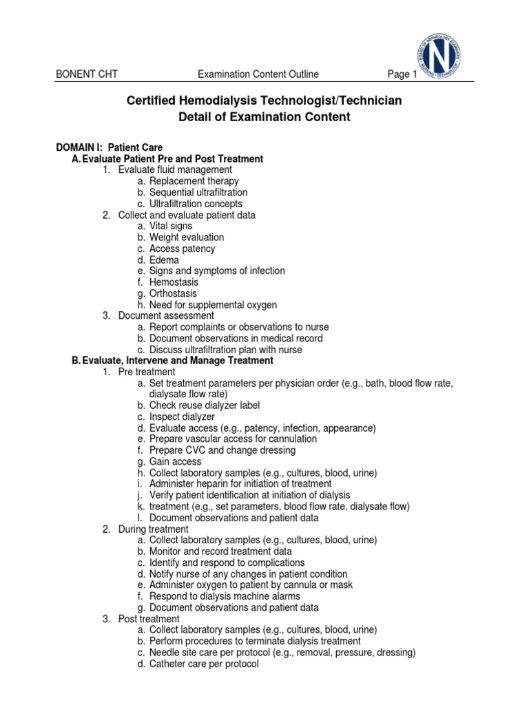 CHT Study Guide | PDF | Hemodialysis | Dialysis