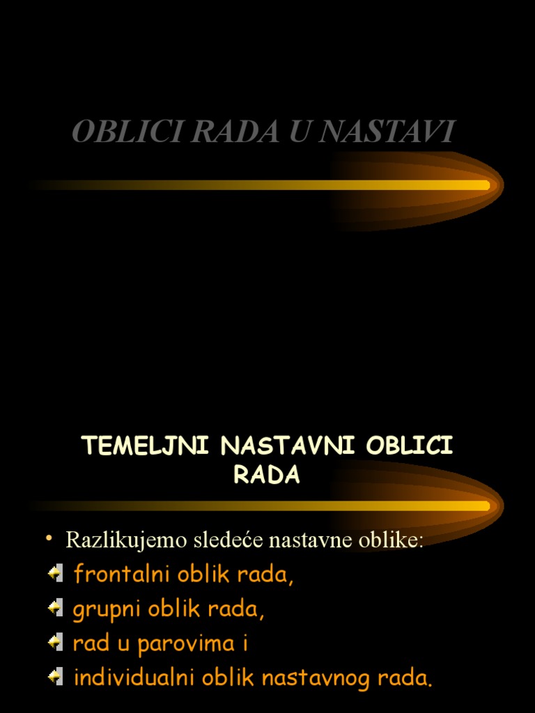 Oblici Rada U Nastavi | PDF