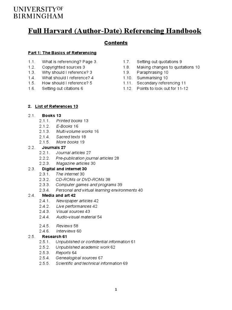 Harvard Referencing Handbook | PDF | Citation | Academic Journal