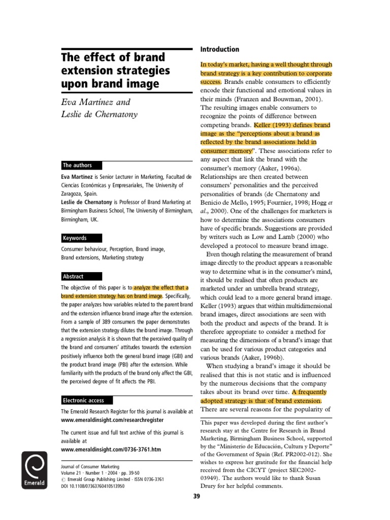 The Effect of Brand Extension Strategies Upon Brand Image | PDF | Brand ...
