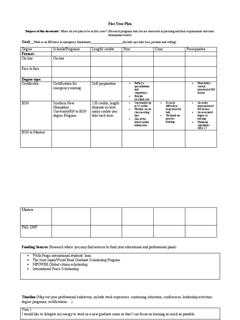 Five Year Plan Chart Update | PDF | Nursing | Academic Degree