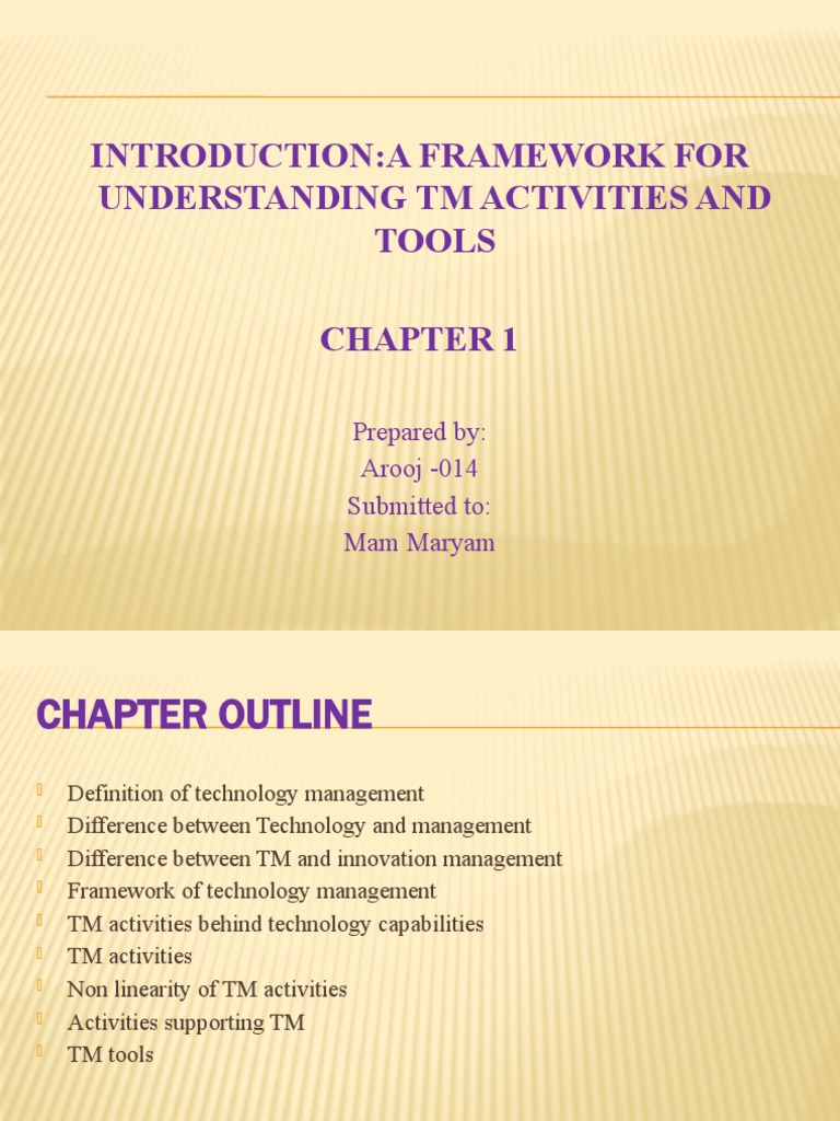 Introduction:A Framework For Understanding TM Activities and Tools ...