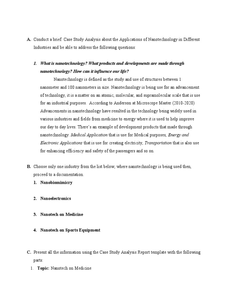 Case Study Analysis On Nanotechnology STS | PDF | Nanomedicine | Nanotechnology