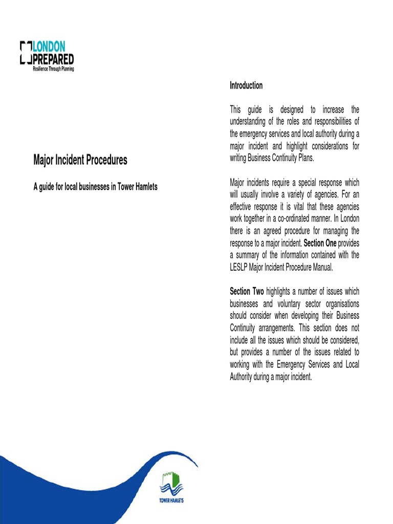Major Incident Procedure A Guide For Local Business | PDF | Emergency ...