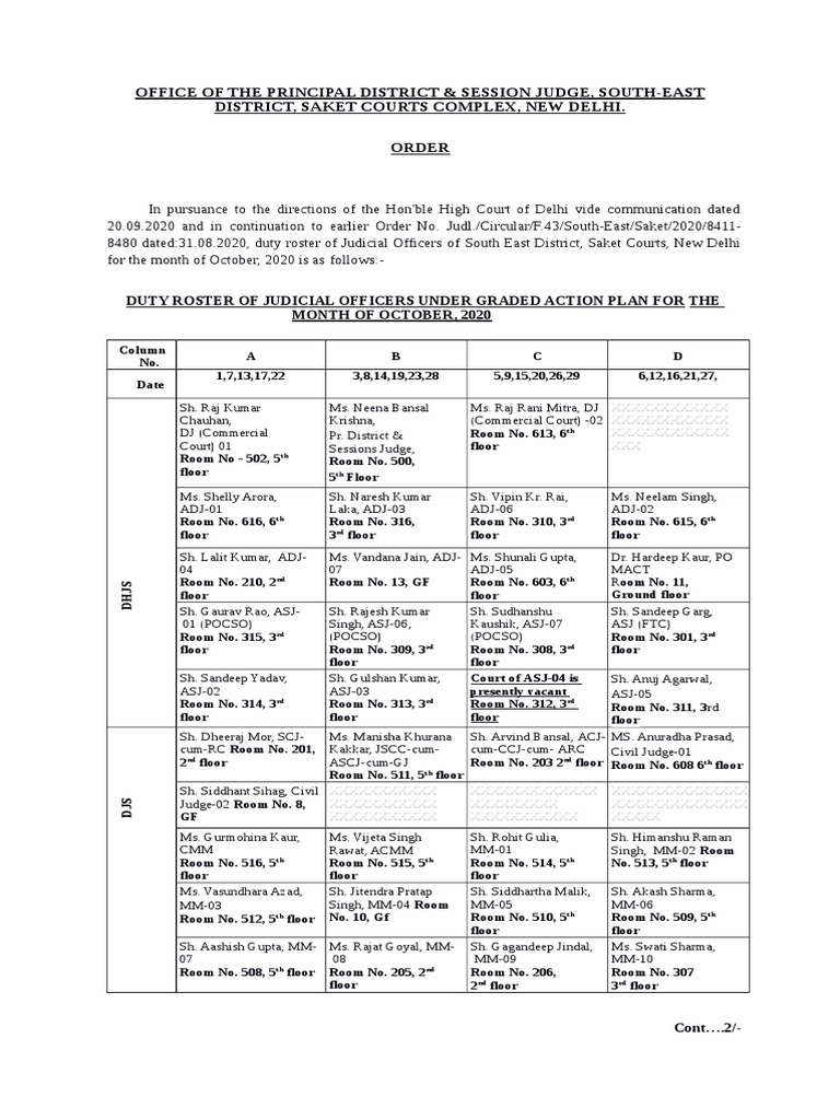 Judge Duty Roster Wef011020southeast - 0 | PDF | Common Law | Criminal Law