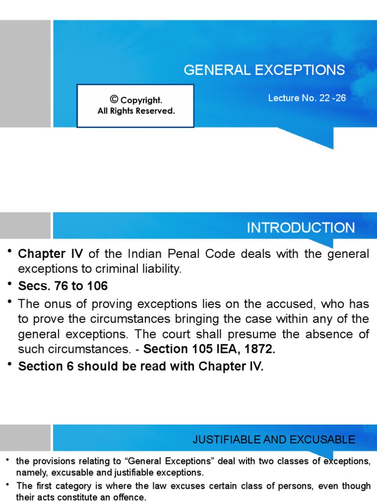 Understanding the General Exceptions to Criminal Liability in Indian ...