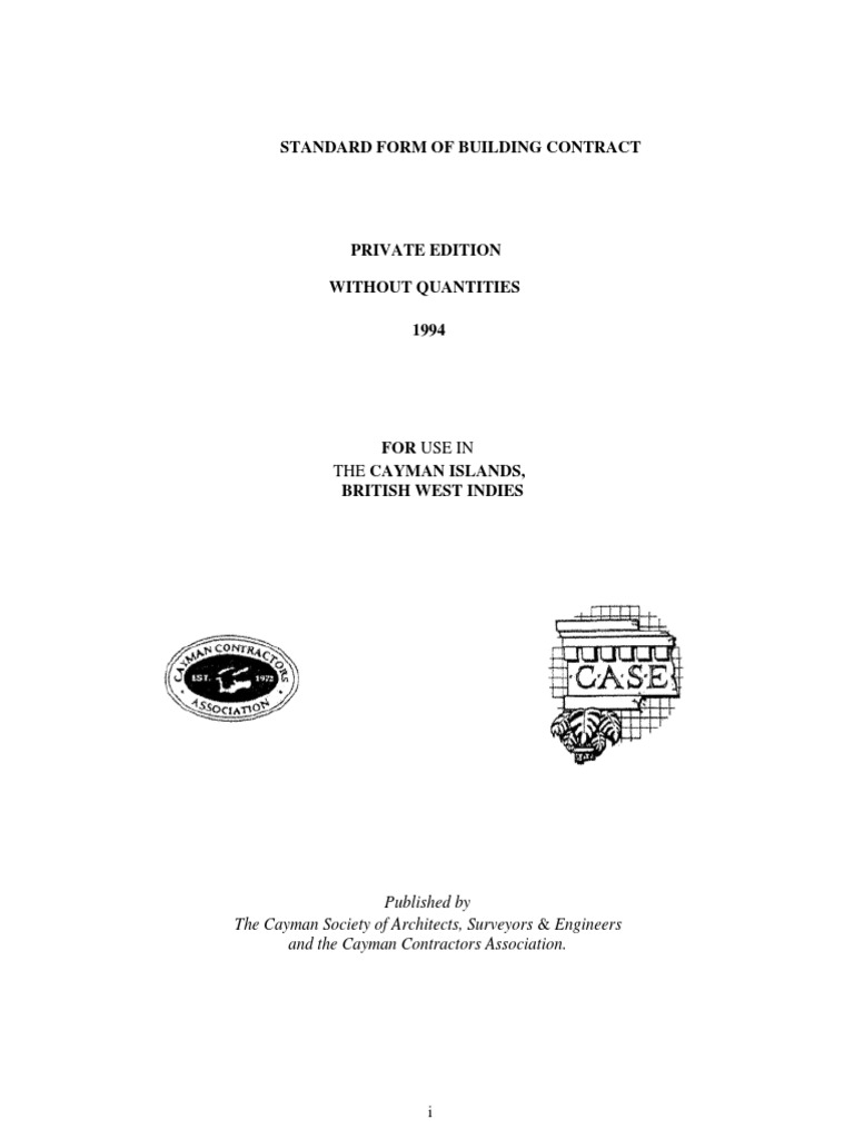 Standard Form of Building Contract Cayman Is. | PDF | Indemnity ...
