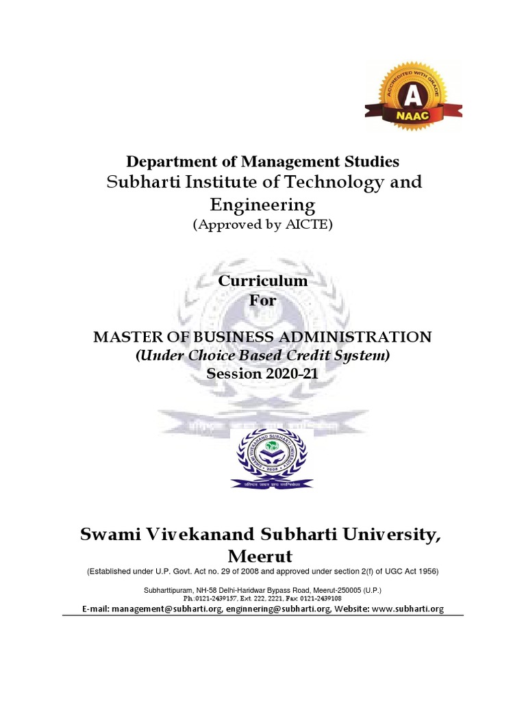 MBA 3rd Semester Curriculum in Session 2020-21 | Download Free PDF ...