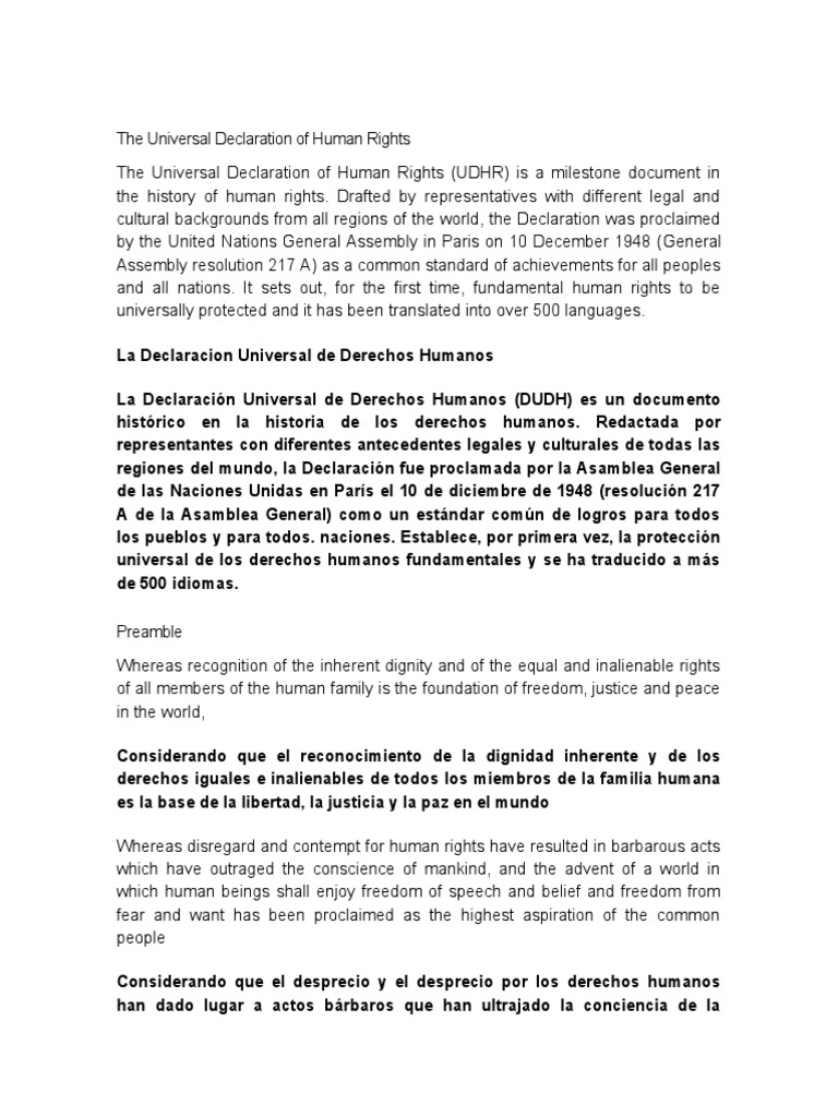 Declaración Universal de Derechos Humanos | PDF | Libertad | Teoría ...
