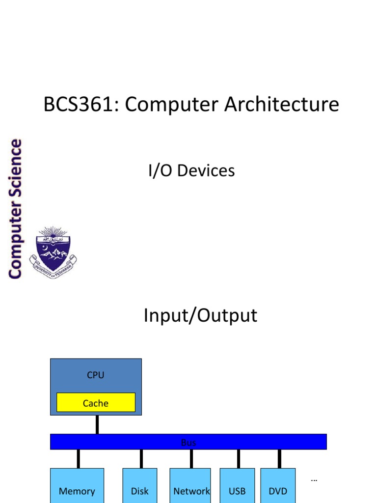 BCS361: Computer Architecture: I/O Devices | PDF | Input/Output | Central Processing Unit