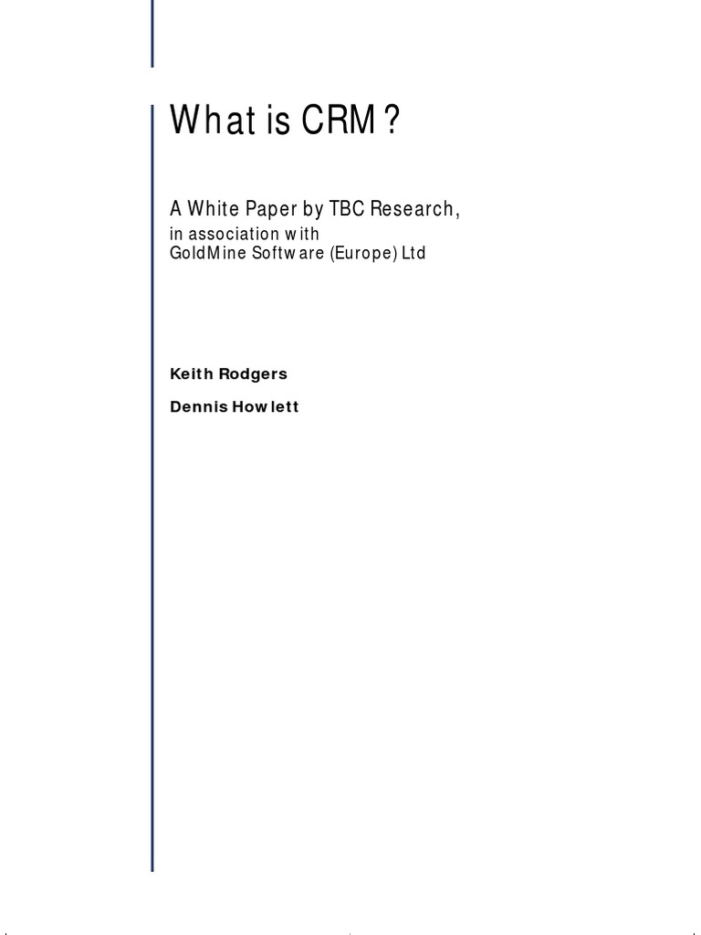 What Is CRM?: A White Paper by TBC Research | Download Free PDF ...
