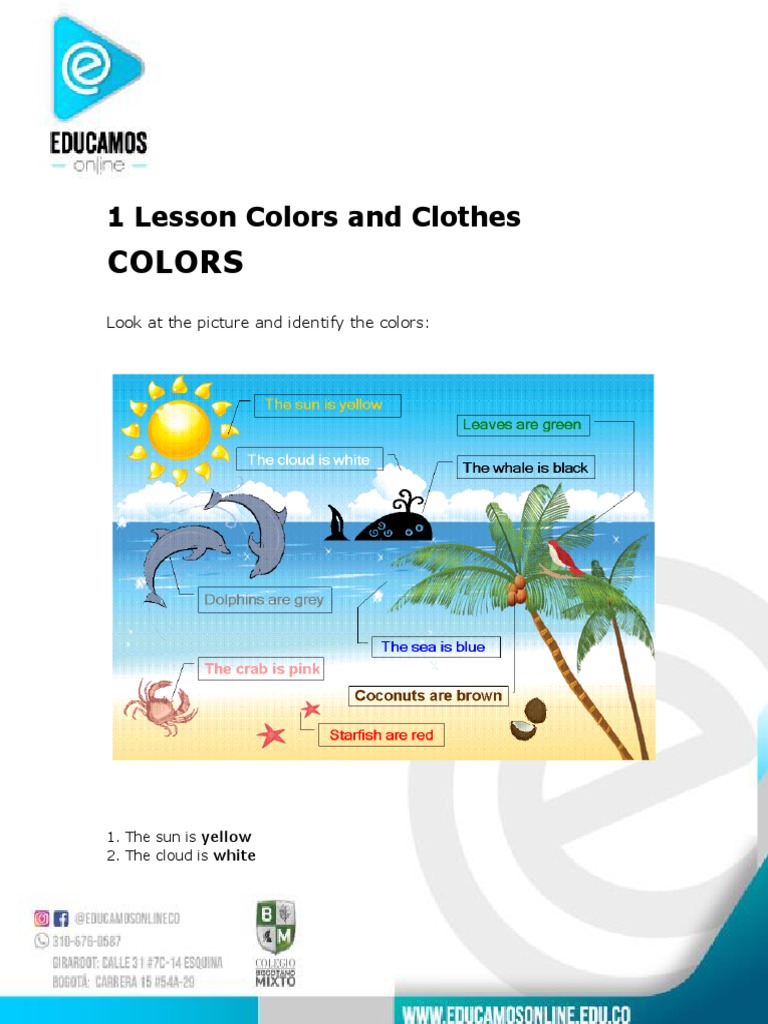 1 Lesson Colors and Clothes | PDF