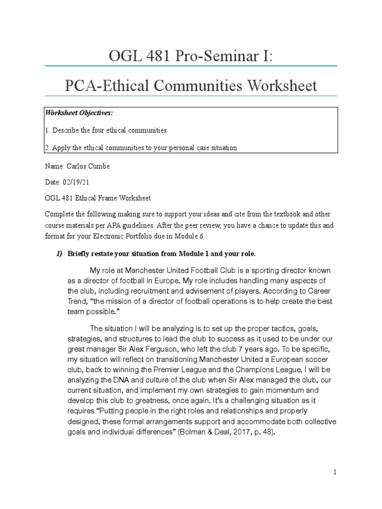 m6 Ethical Worksheet | PDF | Value (Ethics) | Leadership