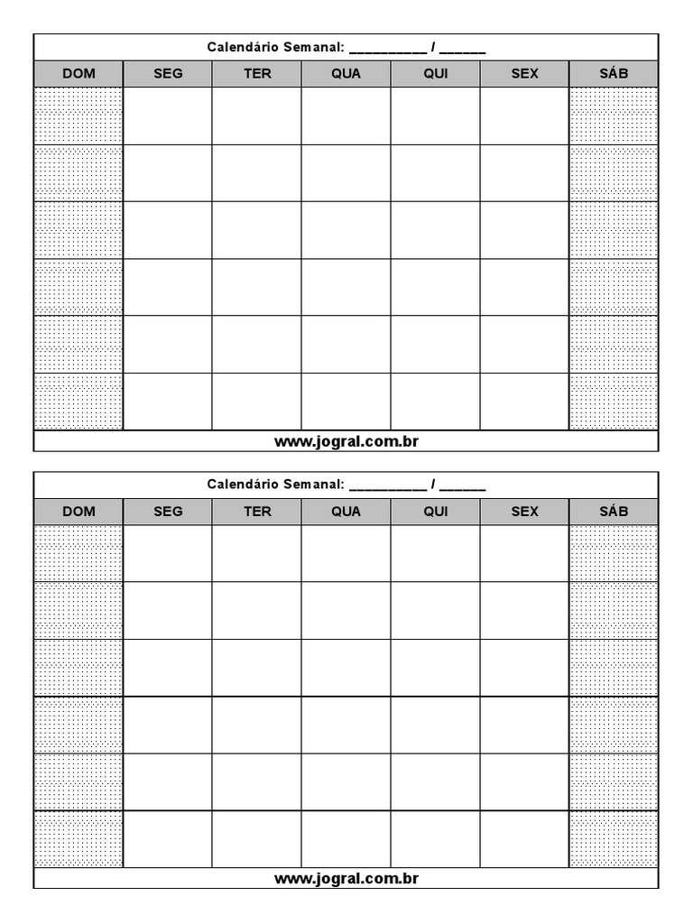 Calendario Semanal para Imprimir | PDF