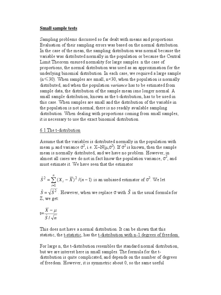 Small Sample Tests | PDF | Normal Distribution | Standard Deviation
