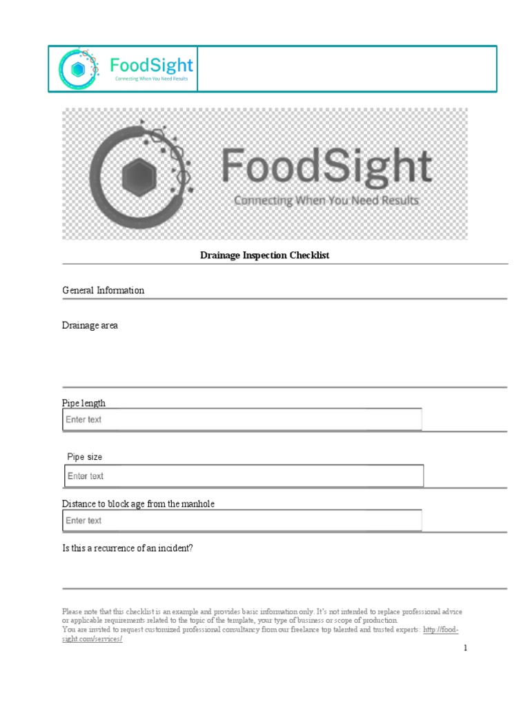 Drainage Inspection Checklist | PDF