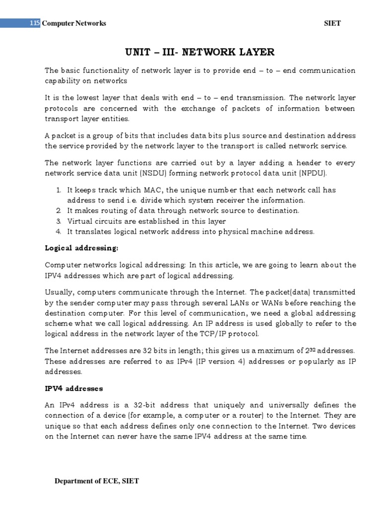Unit-Iii CN | PDF | Internet Protocols | Routing